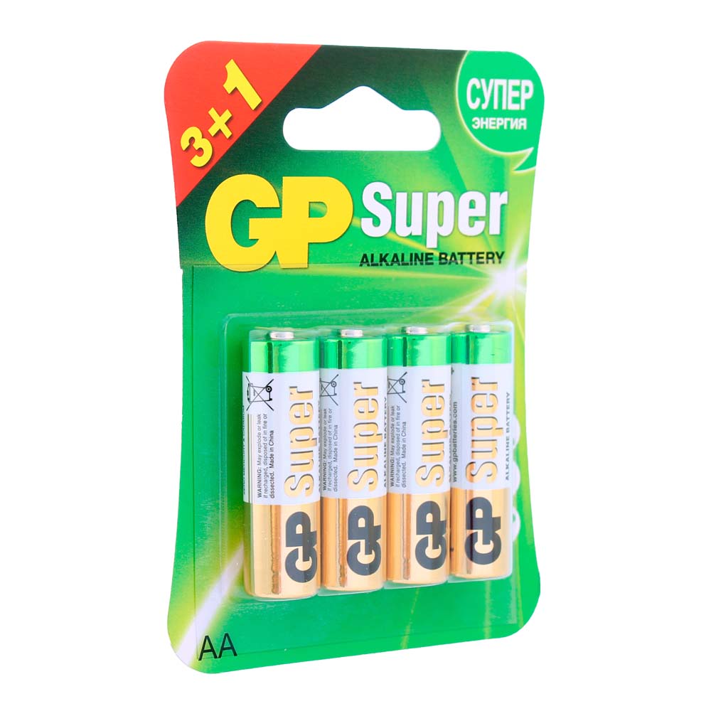 Батарейка GP SUPER АА 1.5V 4 шт GP 15A3/1-2CR4 40/320 купить недорого ...