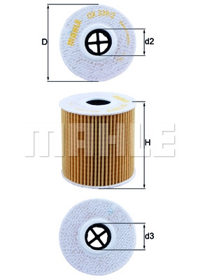 Фильтр масляный KNECHT/MAHLE OX3392D купить недорого по цене 485 руб в ...